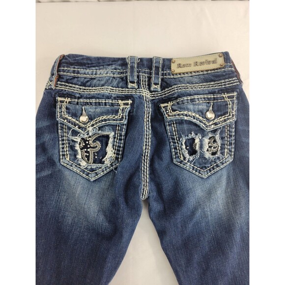 Rock Revival | Jeans | Rock Revival Kai Boot Cut Distressed Embroidered Jeans Size 27 Buckle ...